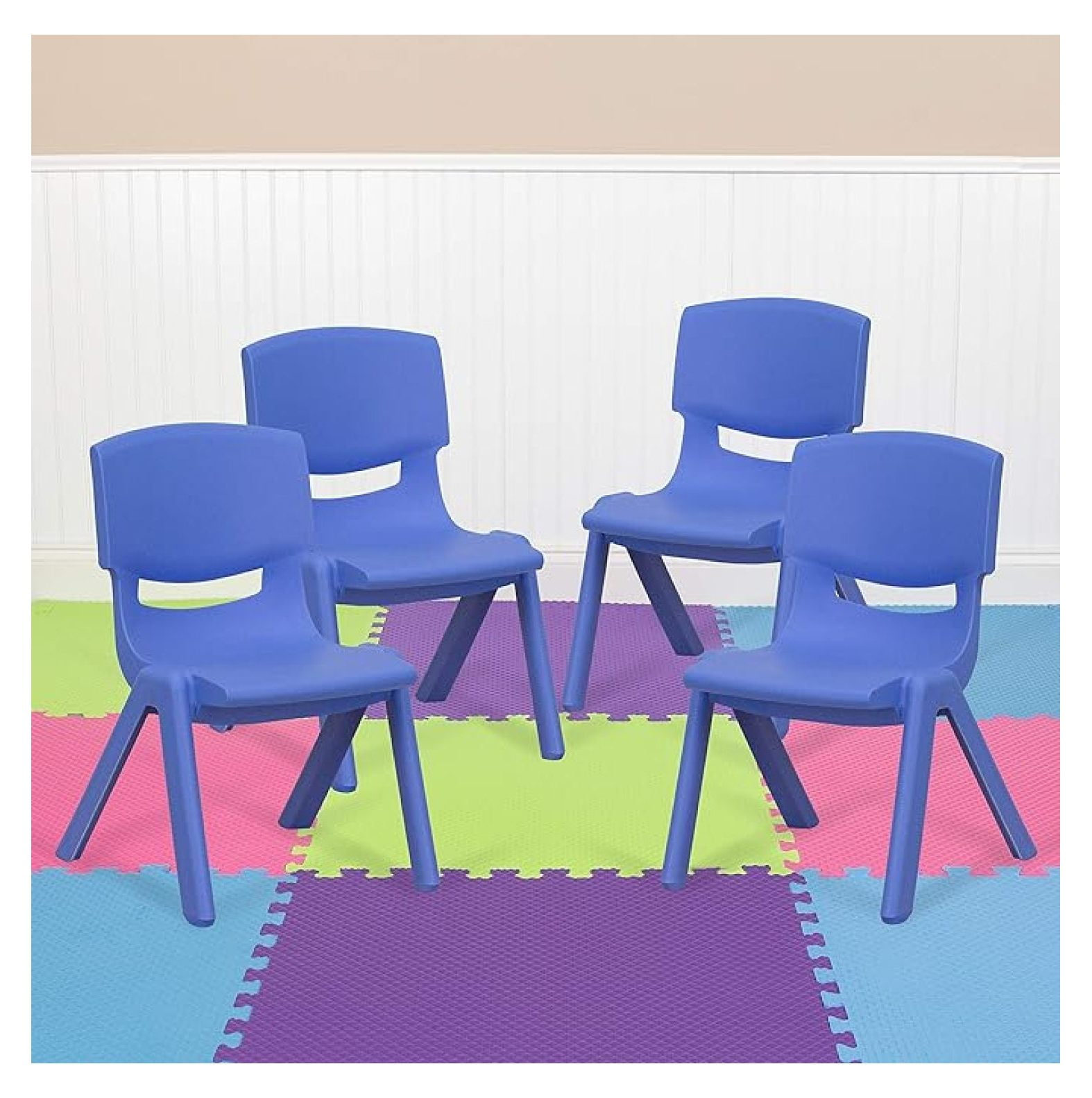 AIZYT 4 Pack Blue Plastic Stackable School Chair with 10.5 Inch Seat ...