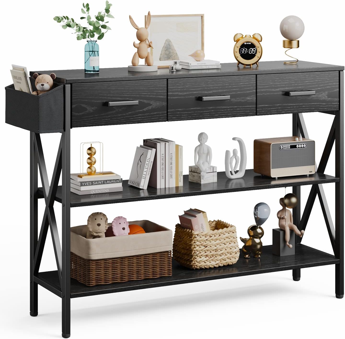 AIZYT 47" Console Table with 3 Drawers, Industrial Entryway Table with ...