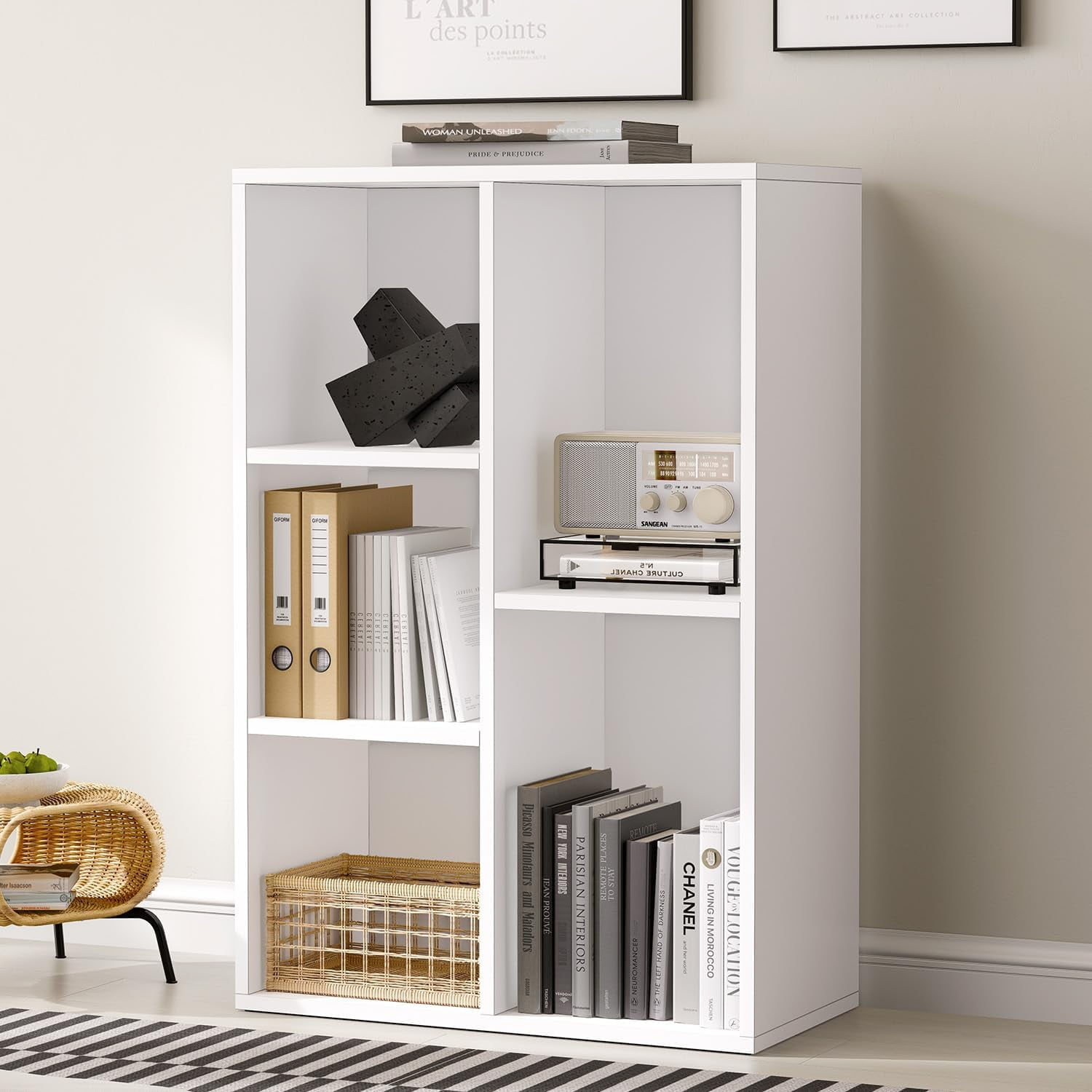 AIZYT 5 Cube Bookshelf, White Cube Organizer and Display Shelf with ...