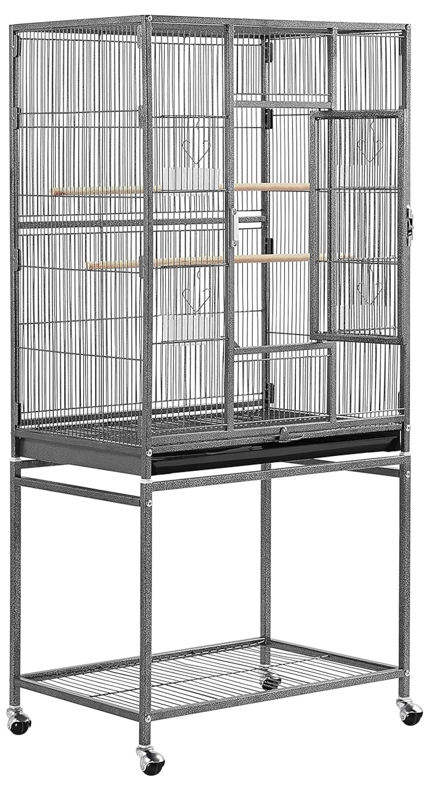 AIZYT 53.7-inch Bird Cage with Stand Wrought Iron Construction Bird ...