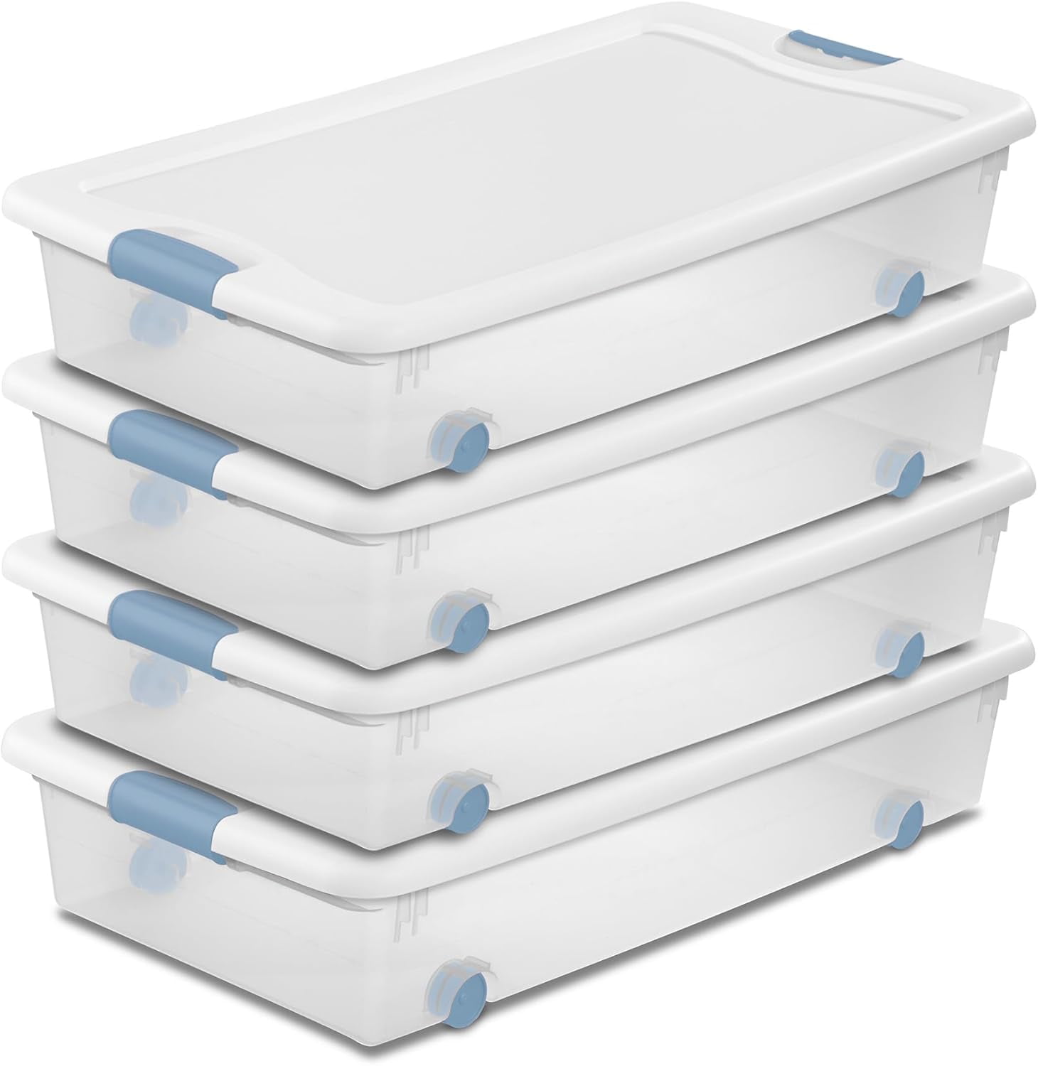AIZYT 56 Qt Wheeled Latching Storage Box, Stackable Bin with Latch Lid ...
