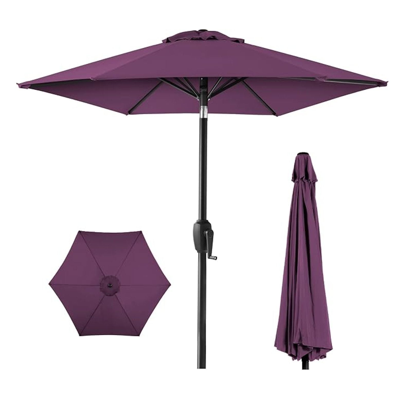 AIZYT 7.5ft Heavy-Duty Round Outdoor Market Table Patio Umbrella w ...