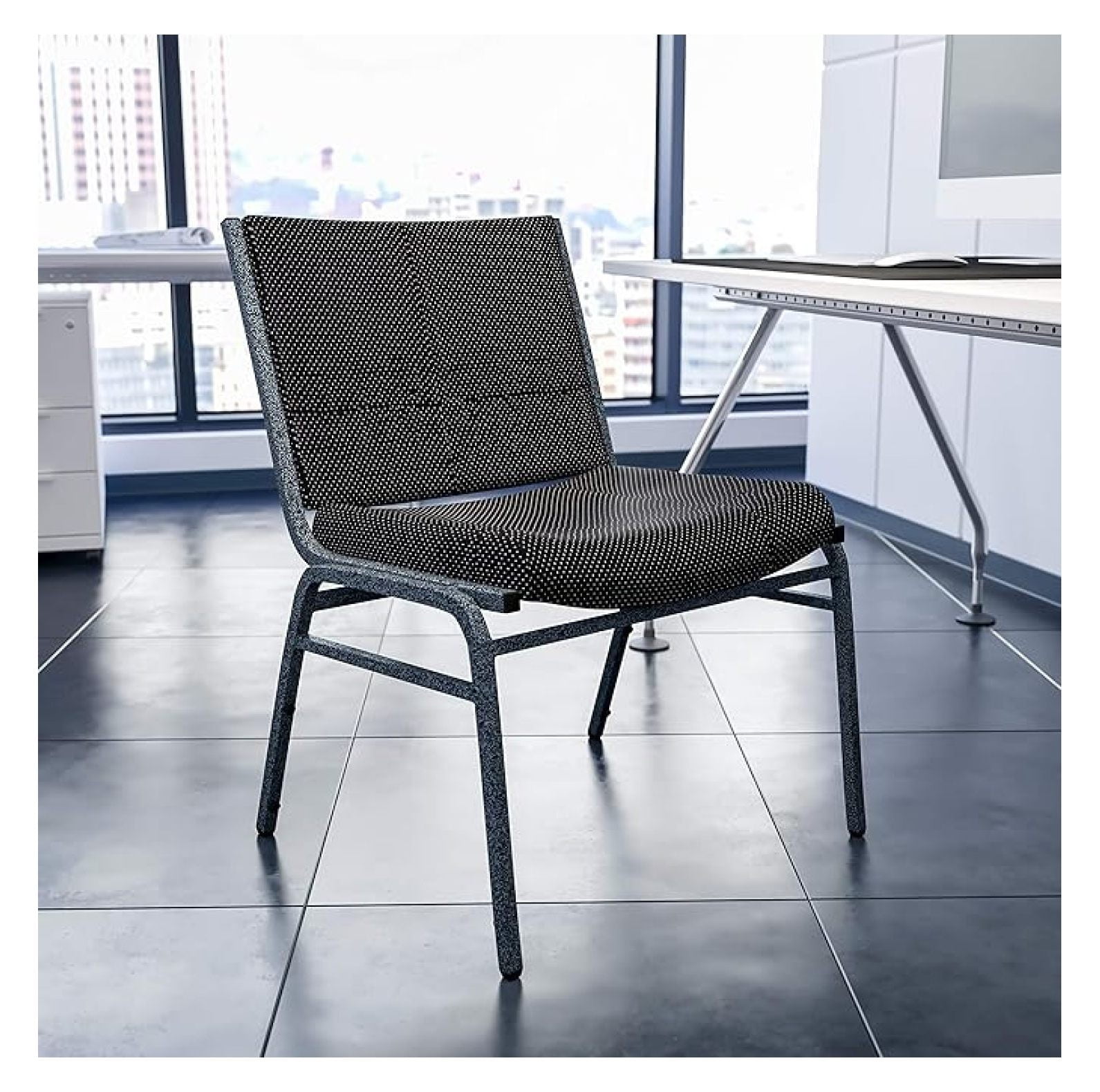 AIZYT Big & Tall 1000 lb Rated Black Fabric Stack Chair Extra Wide ...