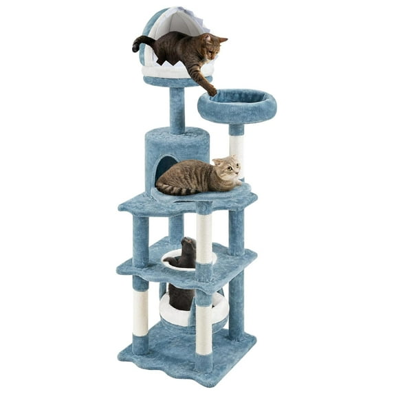AIZYT Cat Tree Ocean-Themed Cat Tower 61in, Multi-Level Cat Climbing ...