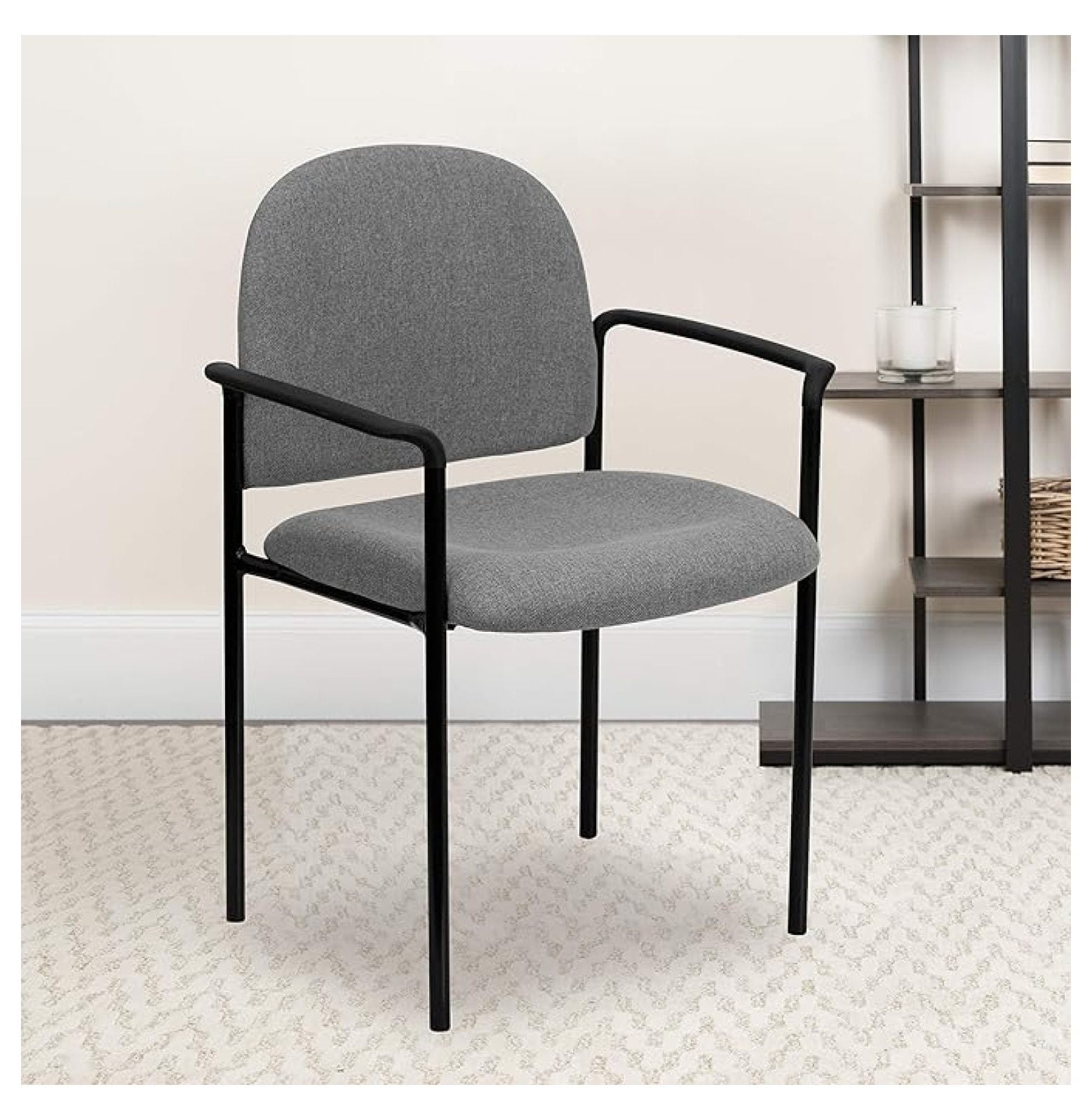 AIZYT Comfort Gray Fabric Stackable Steel Side Reception Chair with ...