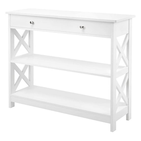 AIZYT Console Table with 1 Drawer and 2 Open Shelves, Narrow Sofa Side ...