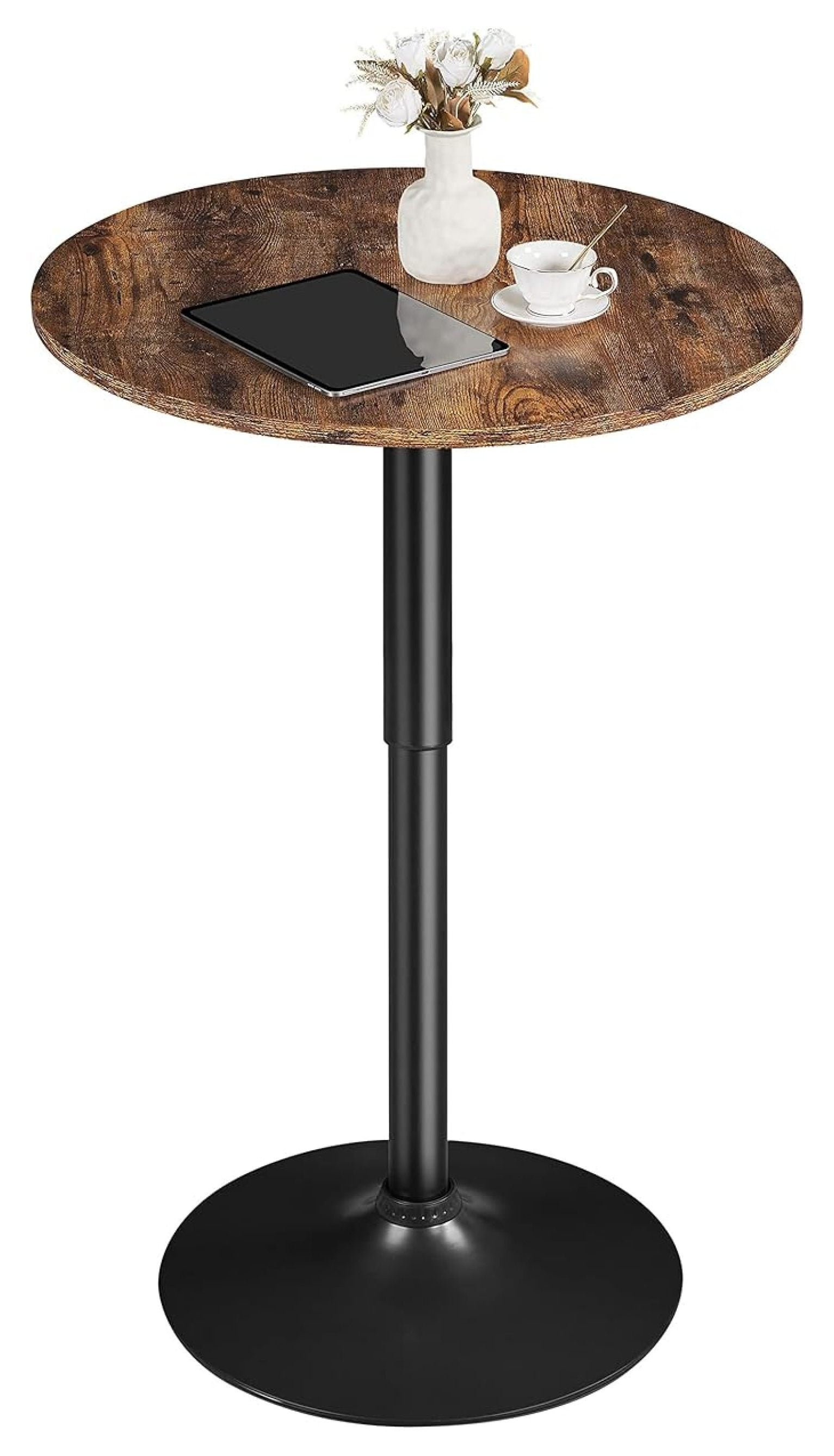 AIZYT Height Adjustable Round Pub Table Counter Bar Height MDF Top ...