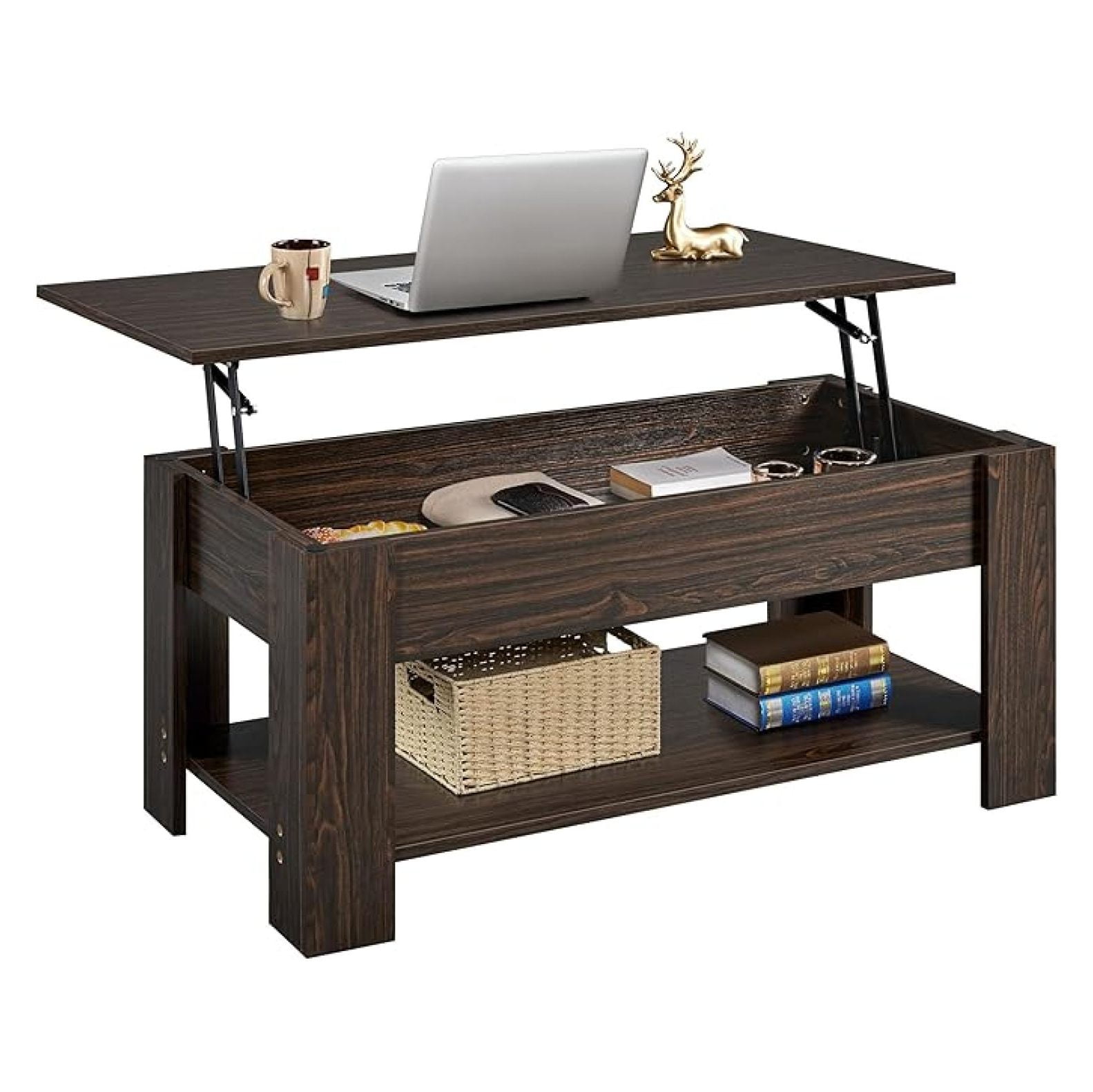 AIZYT Lift Top Coffee Table with Hidden Compartment and Storage Shelf ...