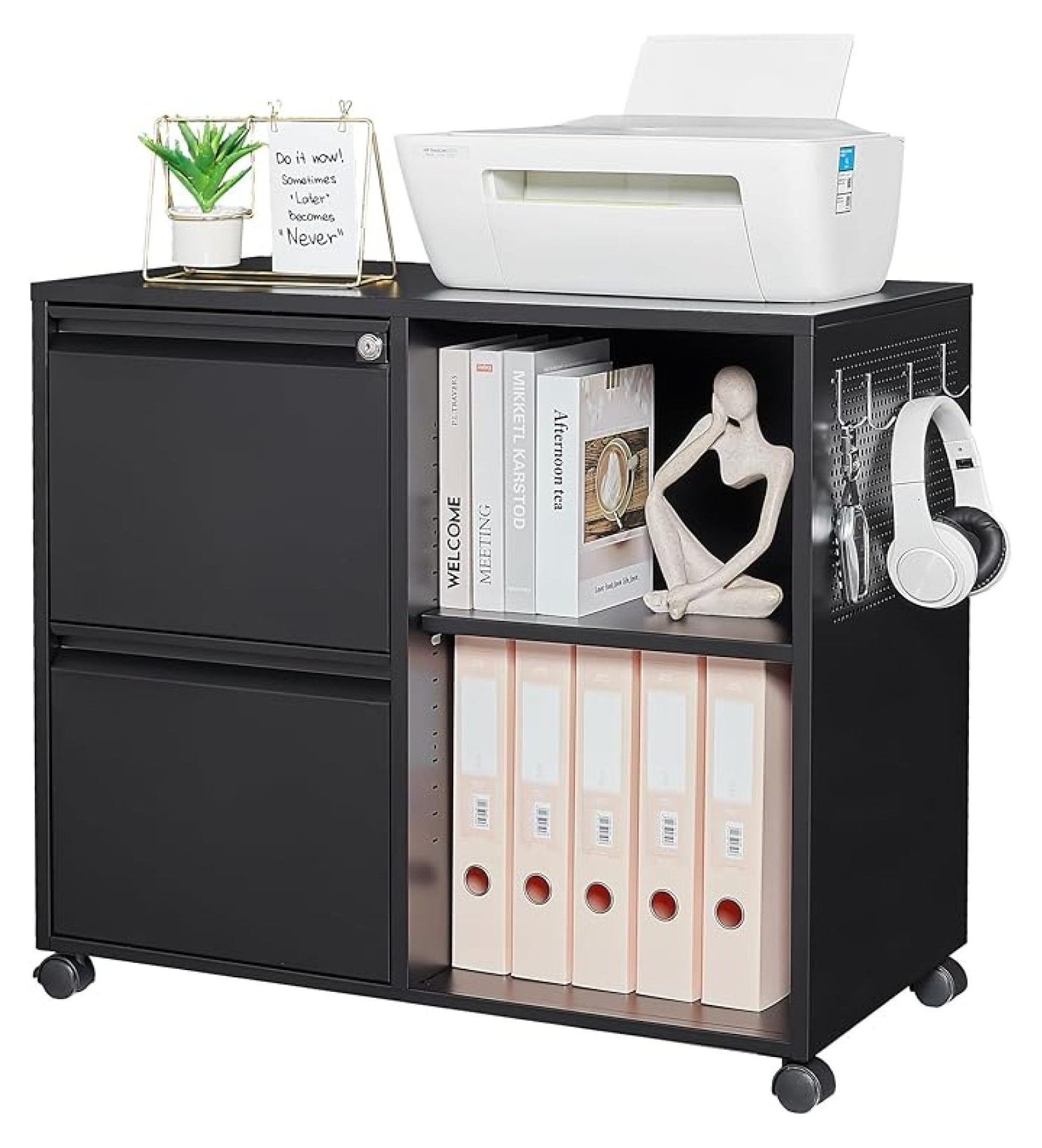 AIZYT Mobile File Cabinet, Metal Lateral Rolling Printer Stand Filing ...