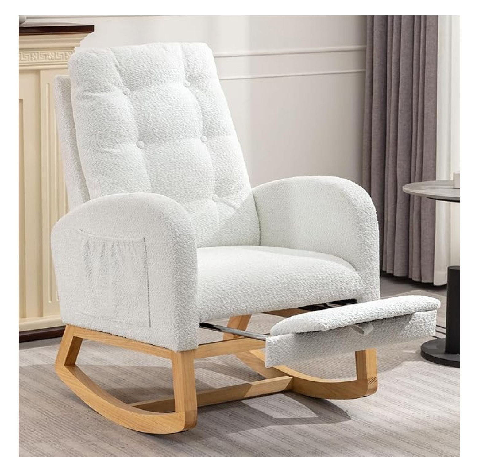 AIZYT Nursery Rocking Chair, Polar Fleece Upholstered Glider Chair with ...