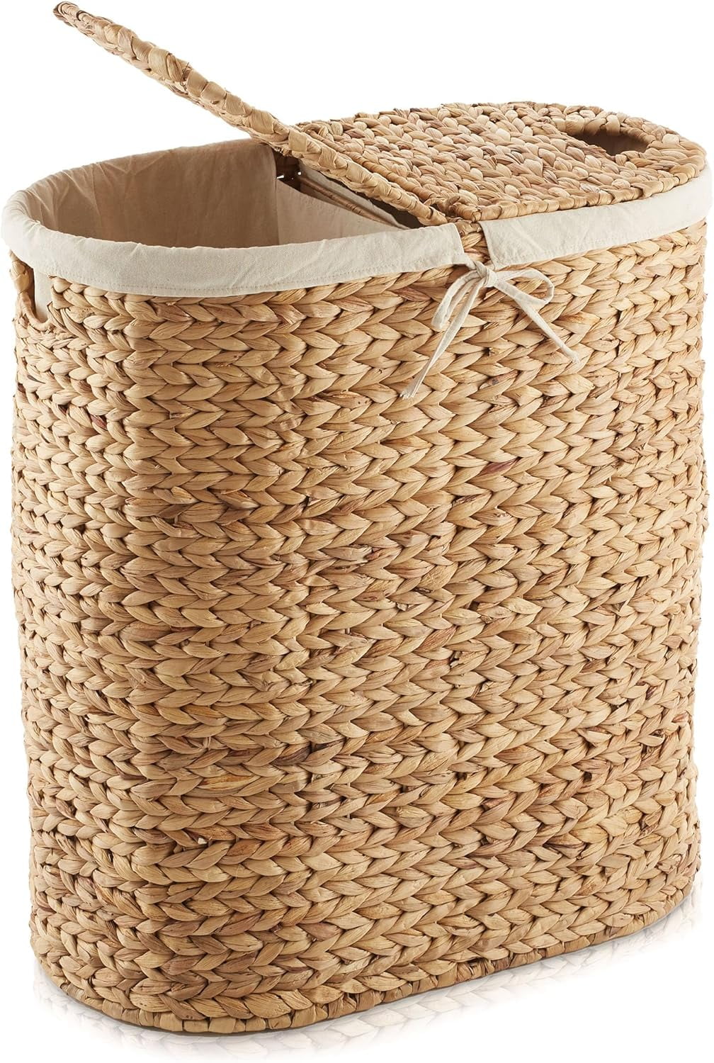 AIZYT Oval Laundry Hamper with Lids and Removable Liner Bags - Natural ...