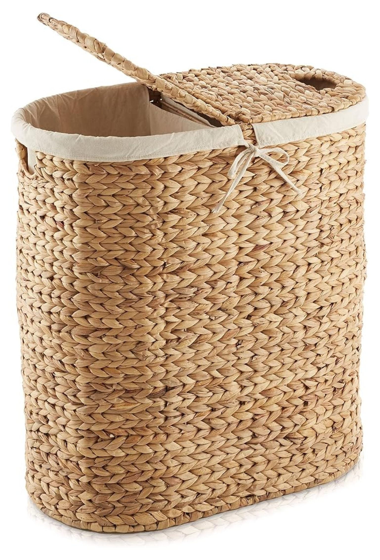 AIZYT Oval Laundry Hamper with Lids and Removable Liner Bags - Natural ...