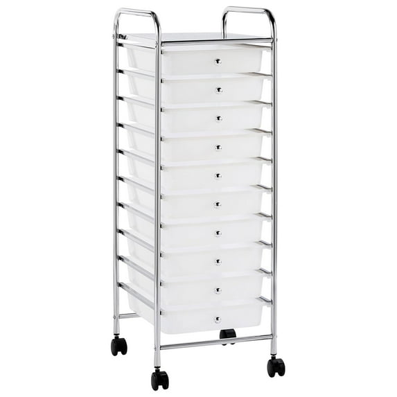 AIZYT Plastic Trolley with 10 Drawers Rolling Cart Organizer Utility ...