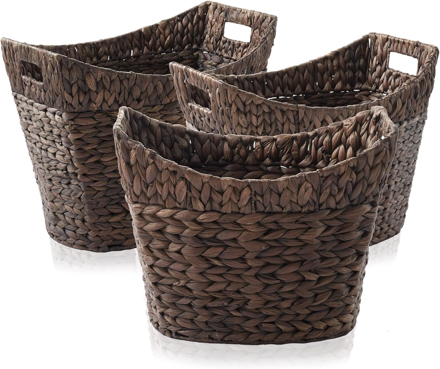 AIZYT Set of 3 Stackable Oval Laundry Baskets with Handles - Espresso ...