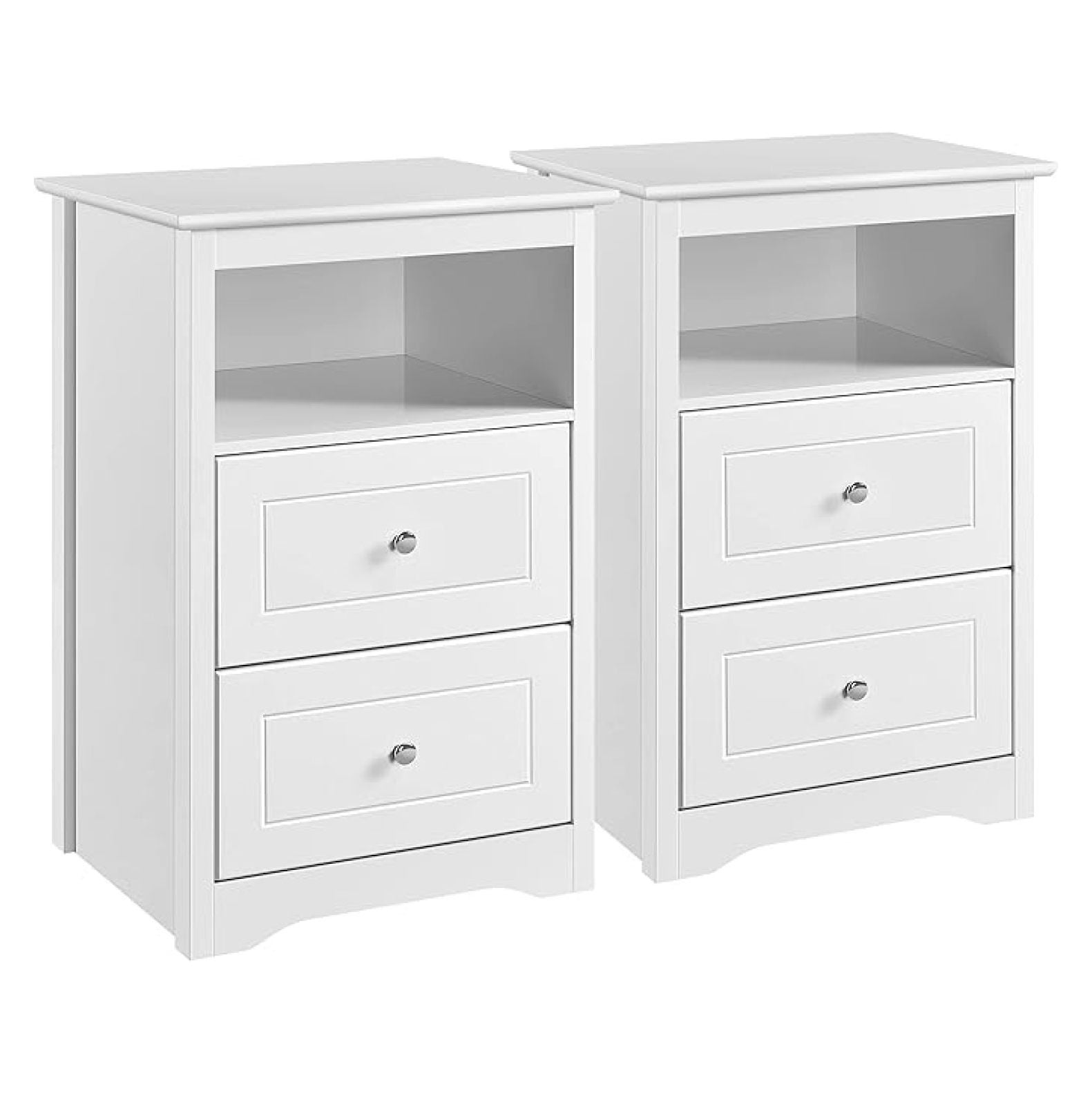 AIZYT Tall Nightstand Set of 2 with 2 Drawer and 1 Cubby, Wooden ...