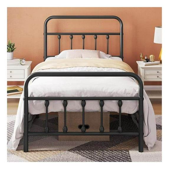AIZYT Twin XL Size Victorian Style Metal Bed Frame with Headboard ...