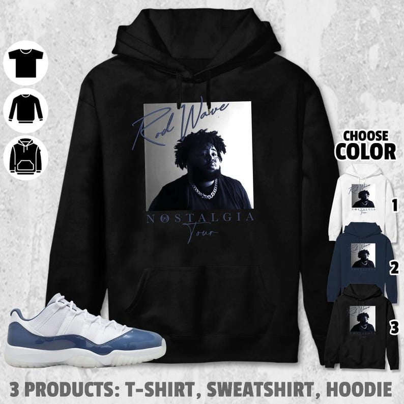 AJ 11 Low Diffused Blue T- Hoodie, Rd Wave Nostalgia Tees, Shirt In ...