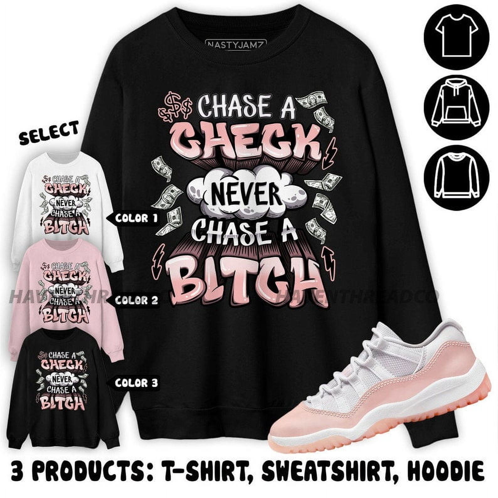 AJ 11 Low Legend Pink Sweatshirt, Chase A Check, Shirt In Light Pink To ...