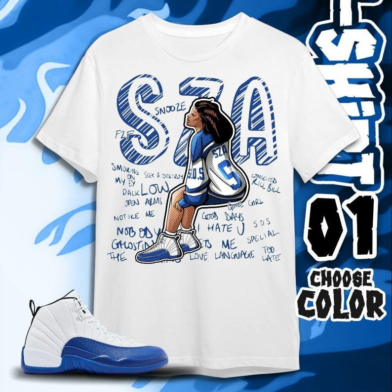 AJ 12 Blueberry Unisex T-Shirt, SZA Album Tees, Shirt In Royal To Match Sneaker Color SAND ...