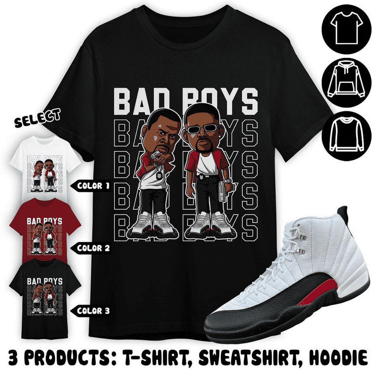 AJ 12 Retro Red Taxi Unisex Shirt, Sweatshirt, Hoodie, Bad Boys, Shirt ...