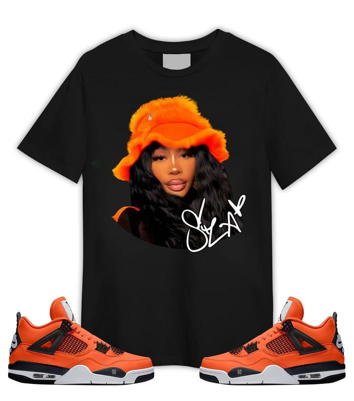 Aj 4 Orange Minimalist Match Big Face Sza Orange T Pop Music Cotton Top Graphicparadise Unisex