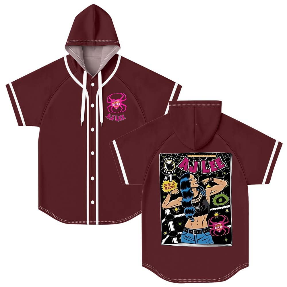 AJ Lee Comic Merch Hooded Baseball Jersey Short Sleeve Shirt Women Men ...