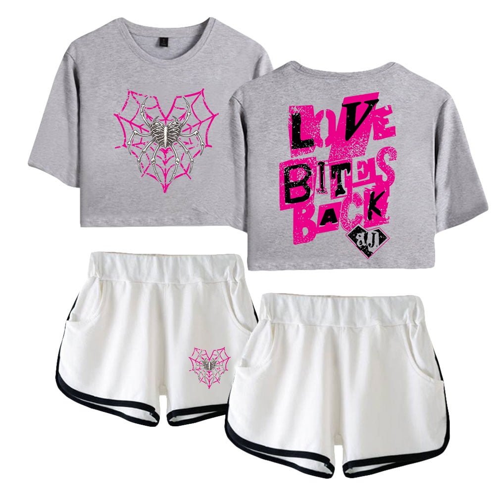 AJ Lee Love Bites Short Sleeve Crop Top+Shorts Two Piece Sets Women's ...