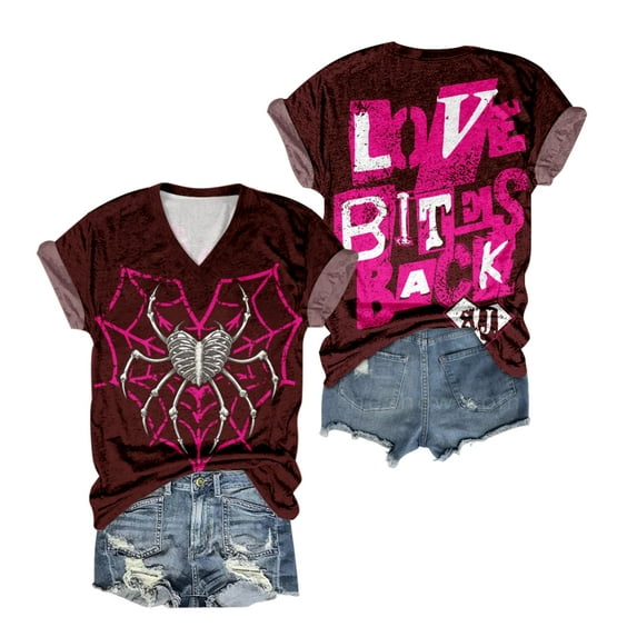 AJ Lee Love Bites Spider Web tshirt wrestler merch vneck short sleeve ...