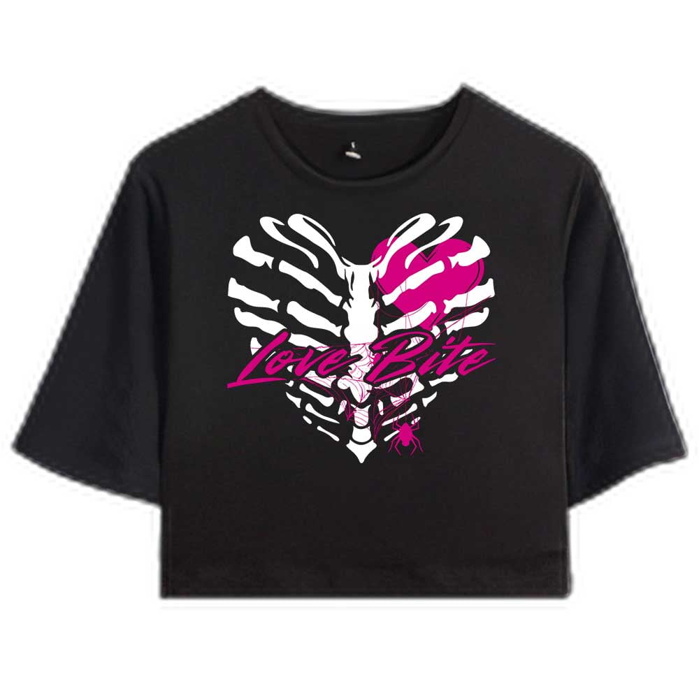 AJ Lee Merch Love Bites Back T-Shirt For Women&Girls Midriff Short ...
