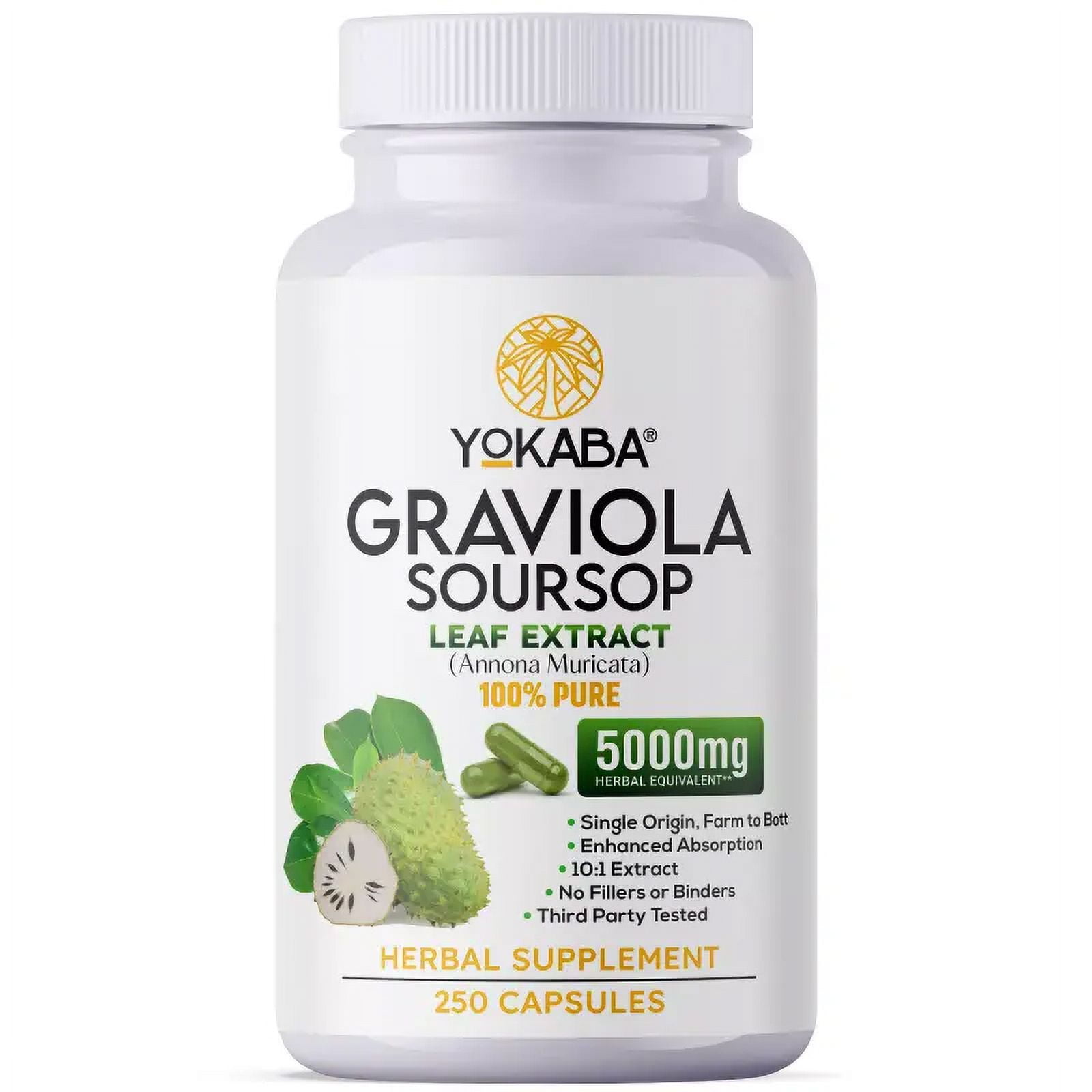 AJ SUPPS 250 Capsules GRAVIOLA SOURSOP Leaf Extract 5000mg Annona ...