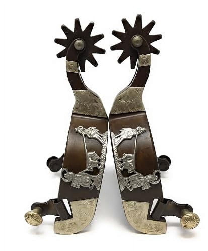 AJ Tack Antique Brown Team Roping Spurs - Mens - Walmart.com