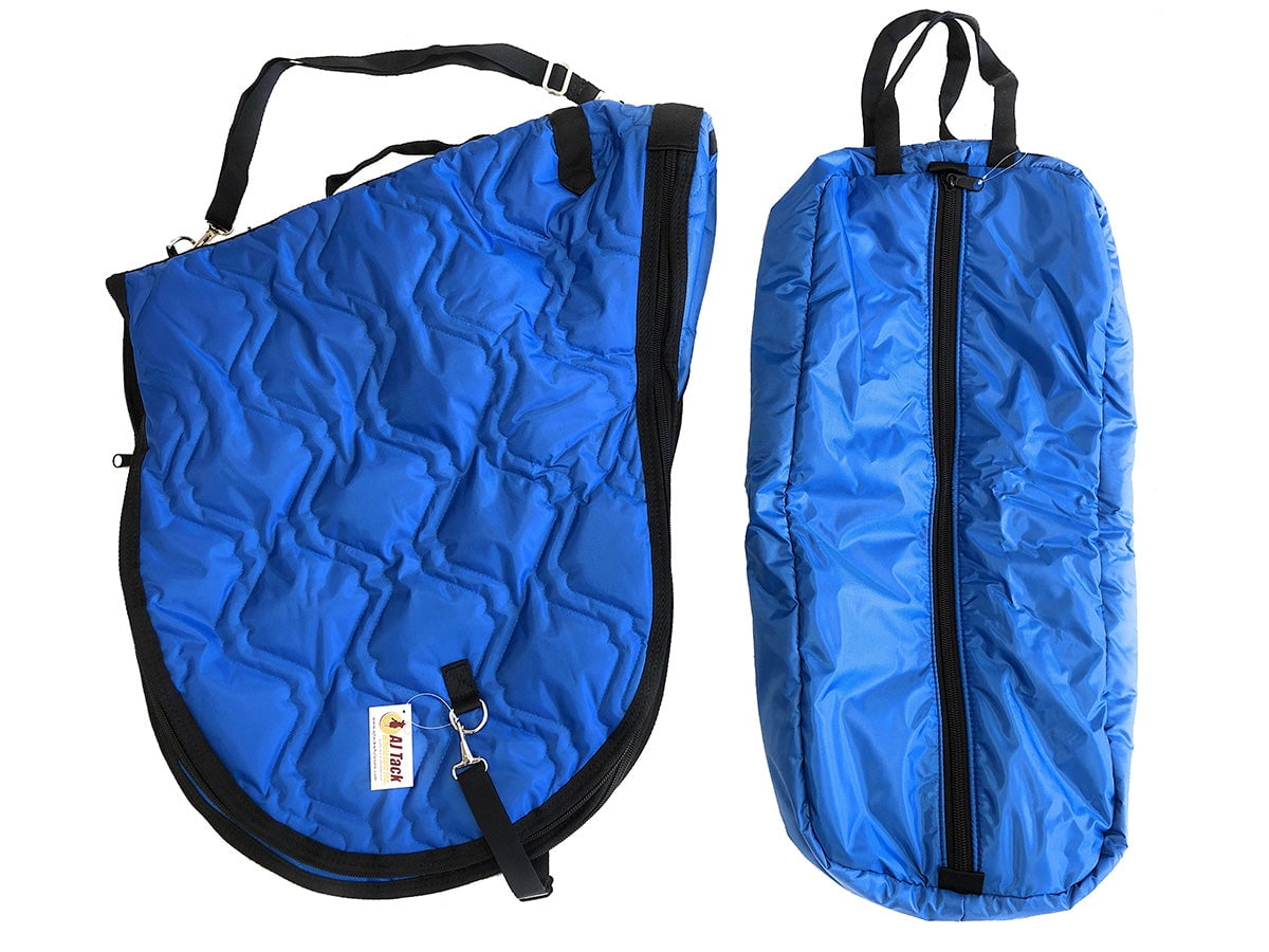 AJ Tack English Padded Saddle and Bridle Carrier Set Royal Blue ...