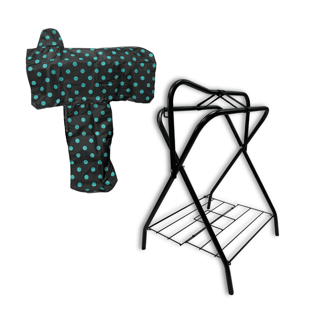 AJ Tack Freestanding Portable Horse Saddle Rack with Black and ...