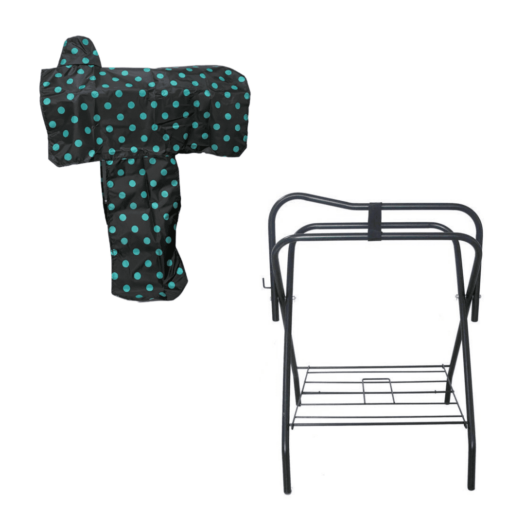 AJ Tack Freestanding Portable Horse Saddle Rack with Black and ...