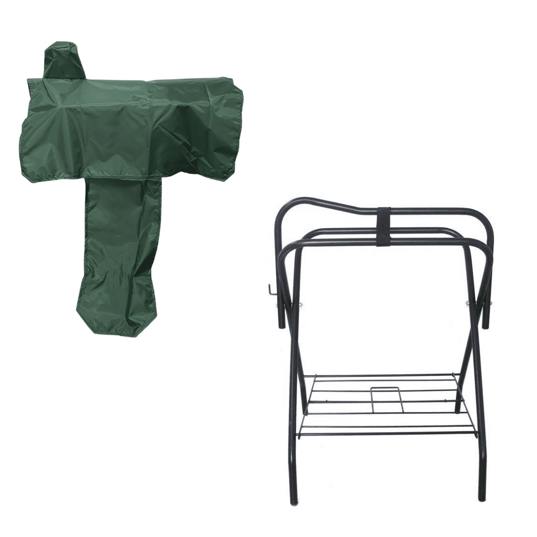 AJ Tack Freestanding Portable Horse Saddle Rack with Green Western ...