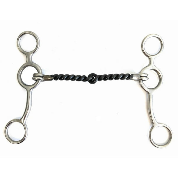AJ Tack Jr Cow Horse Sliding Gag Horse Bit 5" Curved Sweet Iron Twisted Wire Snaffle - Walmart ...