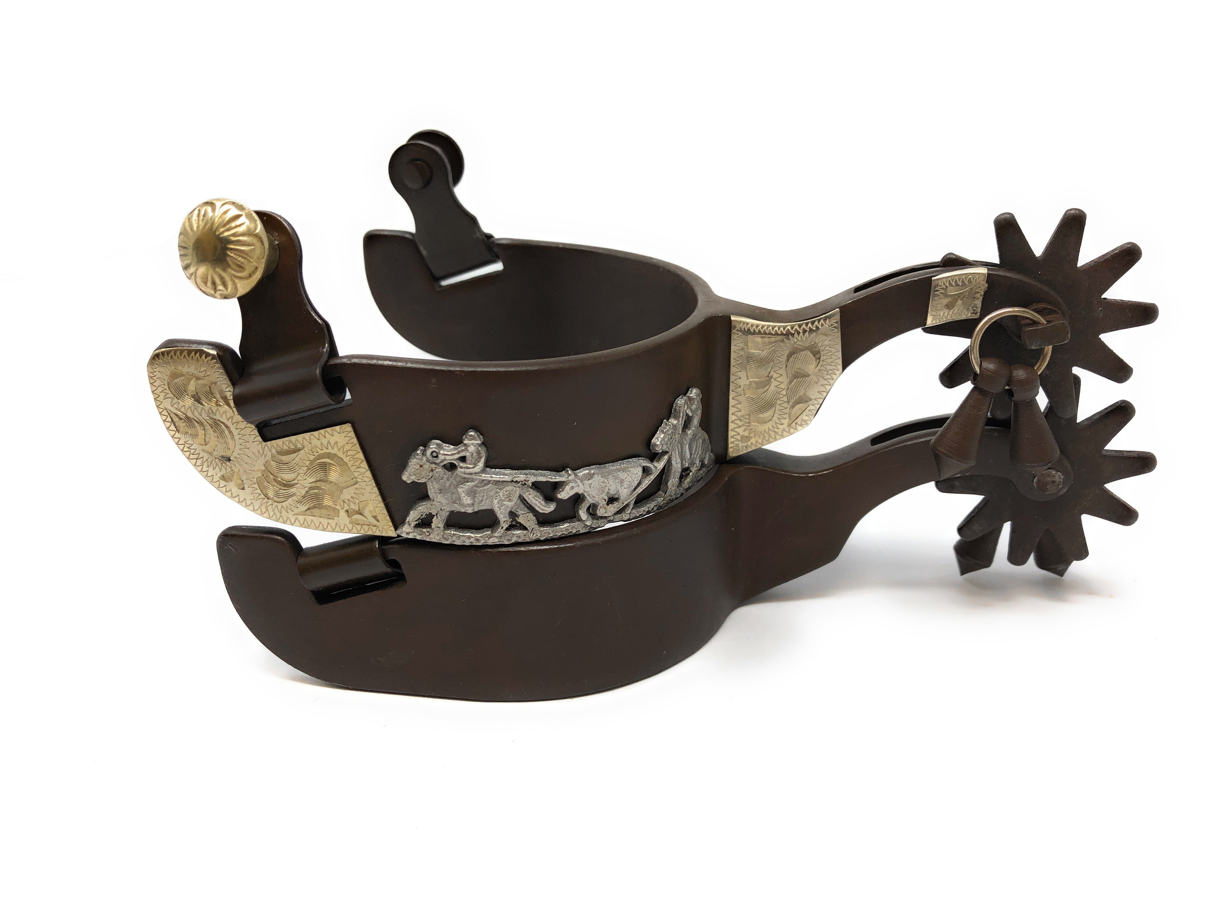 AJ Tack Men's Antique Brown Team Roping Spurs - Walmart.com