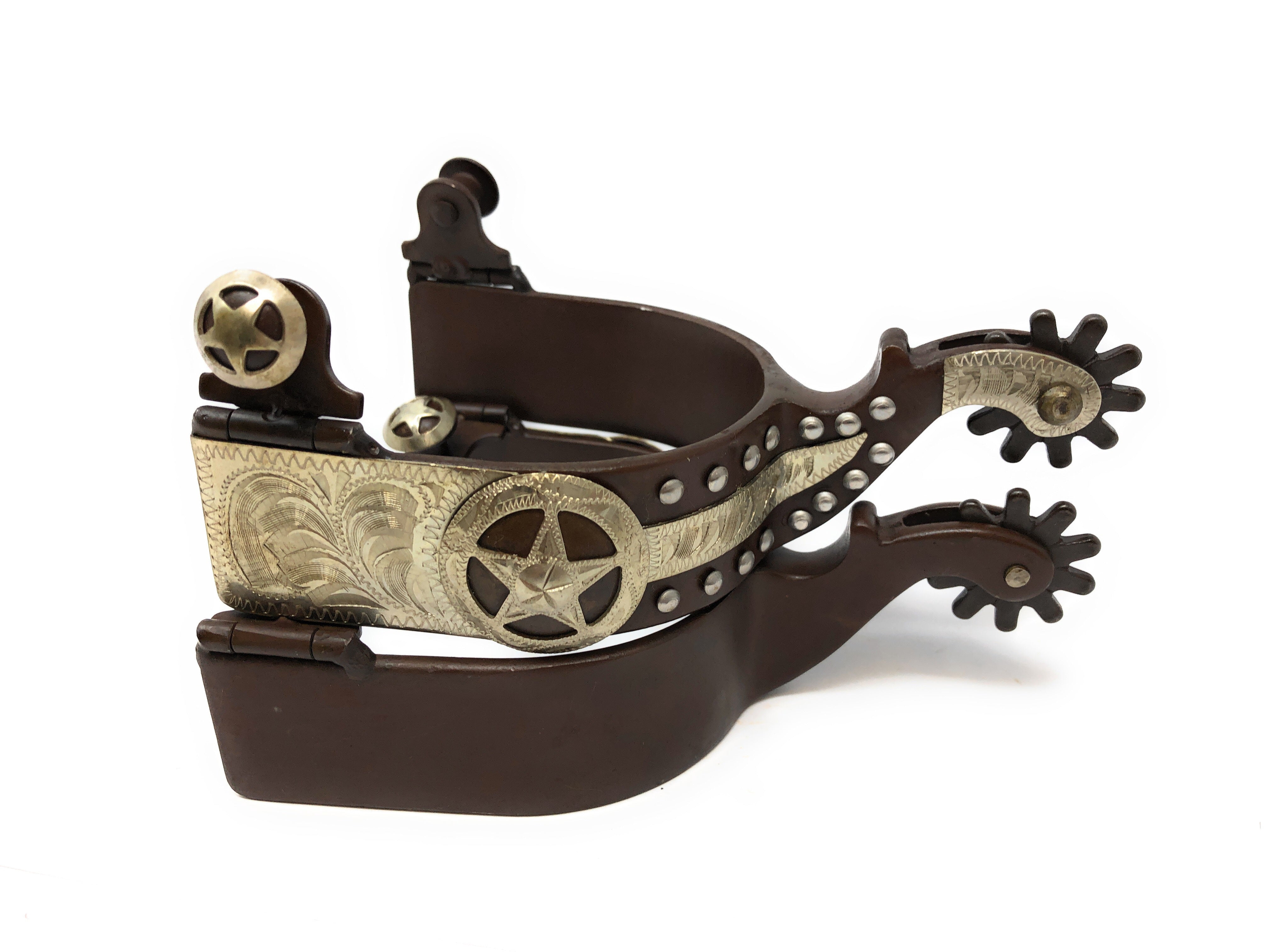 AJ Tack Men's Antique Brown Texas Star Show Spurs - Walmart.com