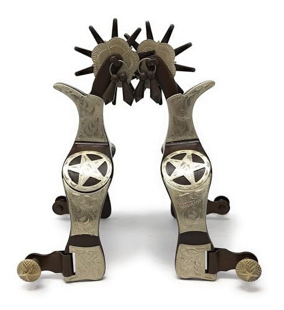 AJ Tack Men's Antique Brown Texas Star Spurs - Walmart.com