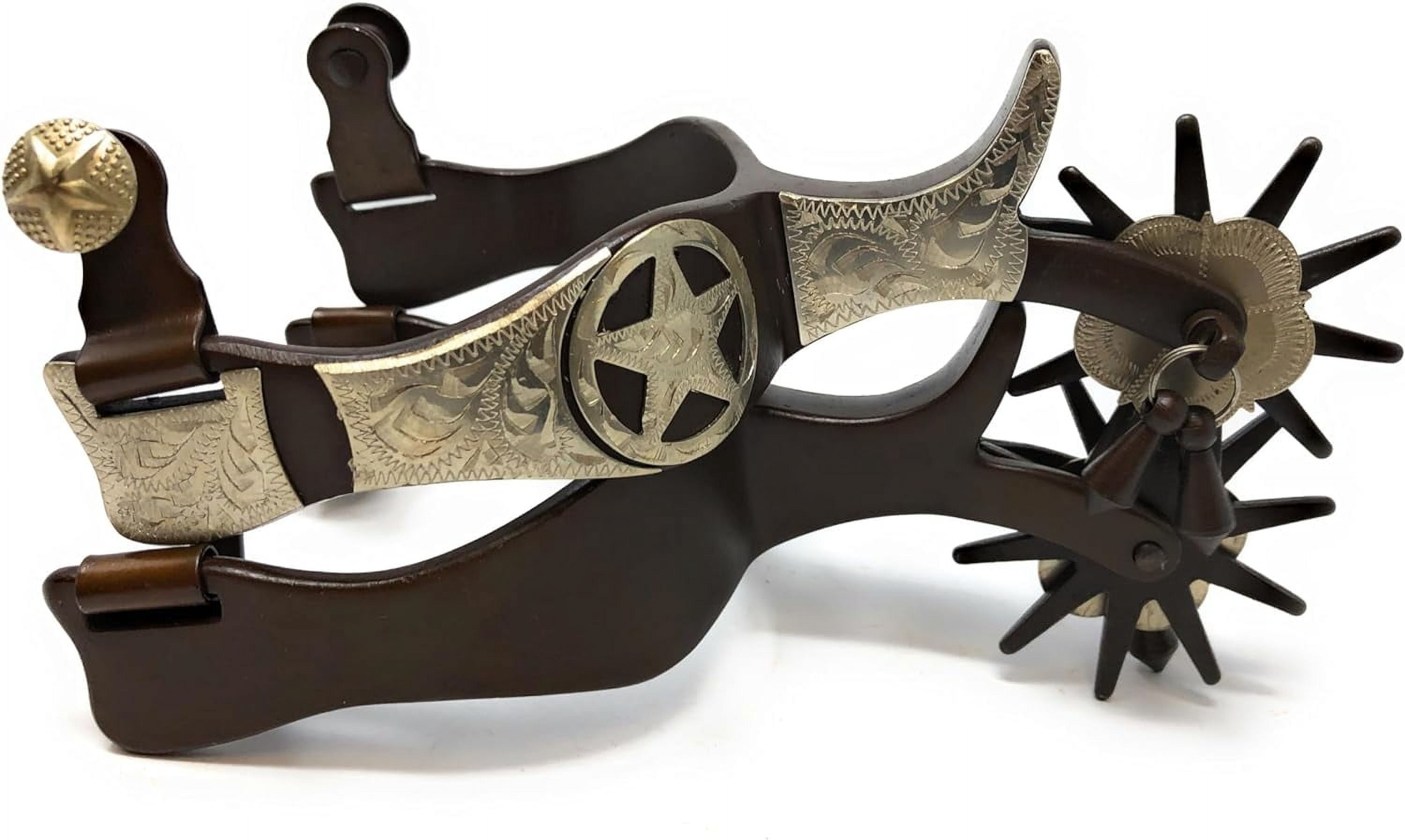 AJ Tack Men's Antique Brown Texas Star Spurs - Walmart.com