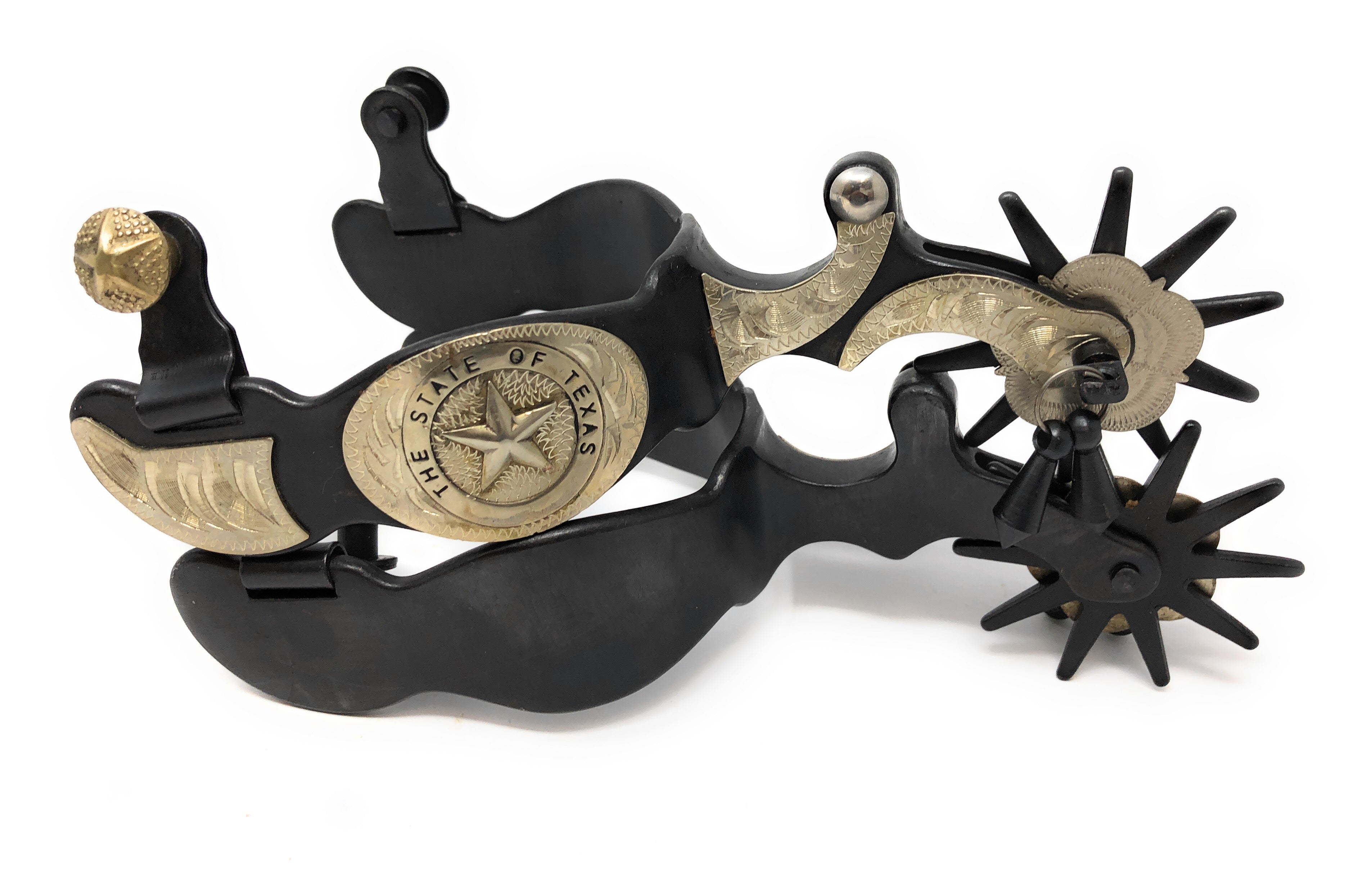 AJ Tack Men's Black Engraved Texas State Seal Spurs - Walmart.com