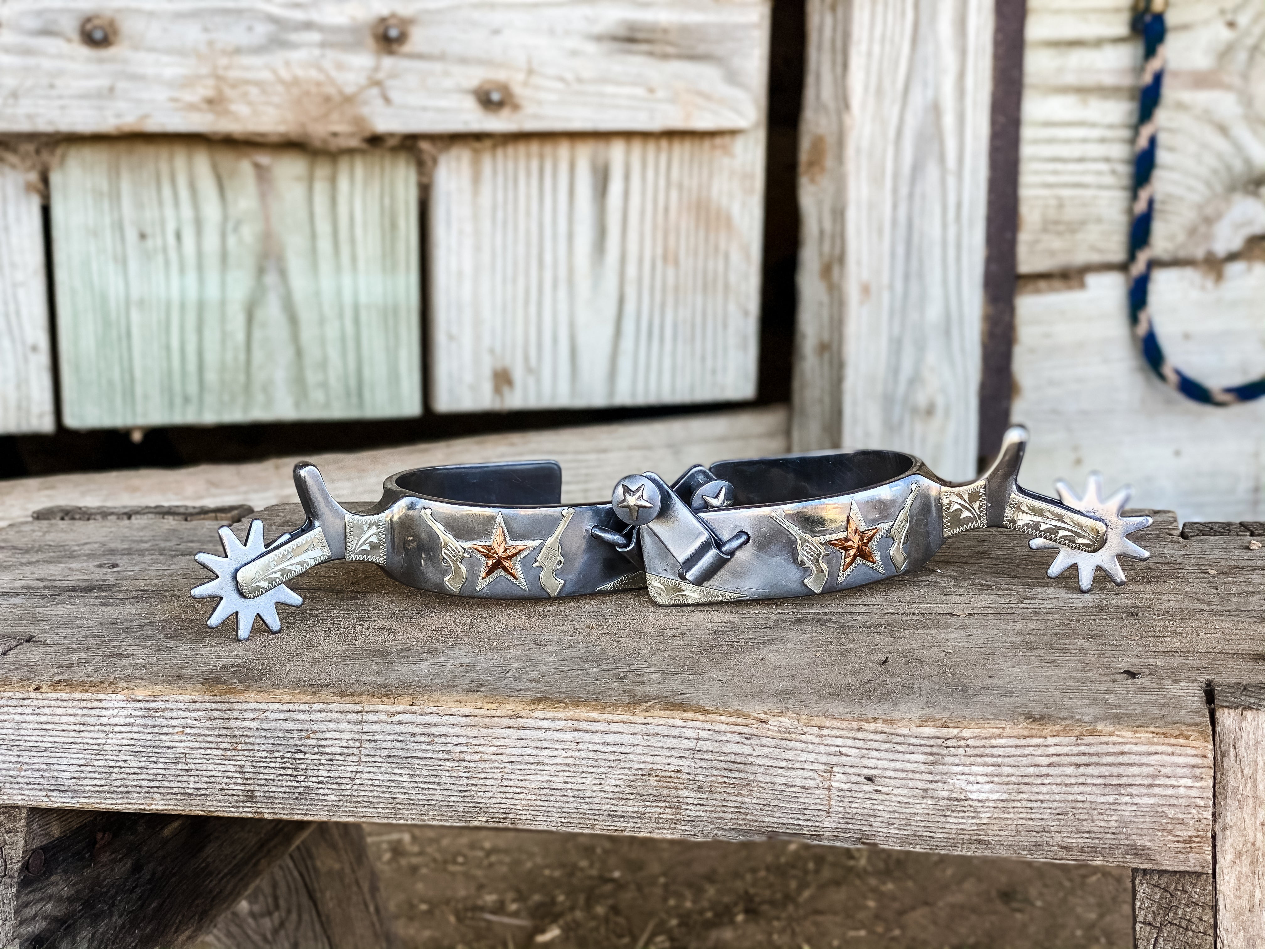 AJ Tack Men's Stainless Steel Stars and Double Shooter Spurs - Walmart ...