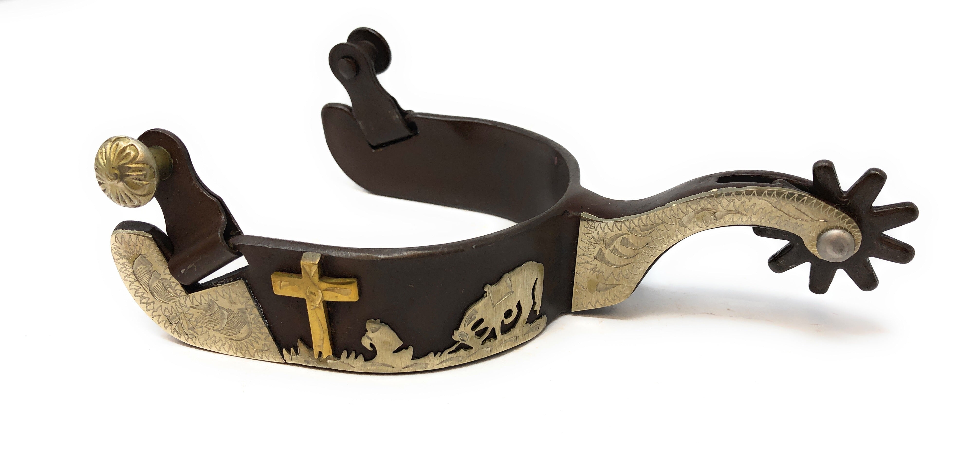 AJ Tack Praying Cowboy Antique Brown Spurs Mens - Walmart.com