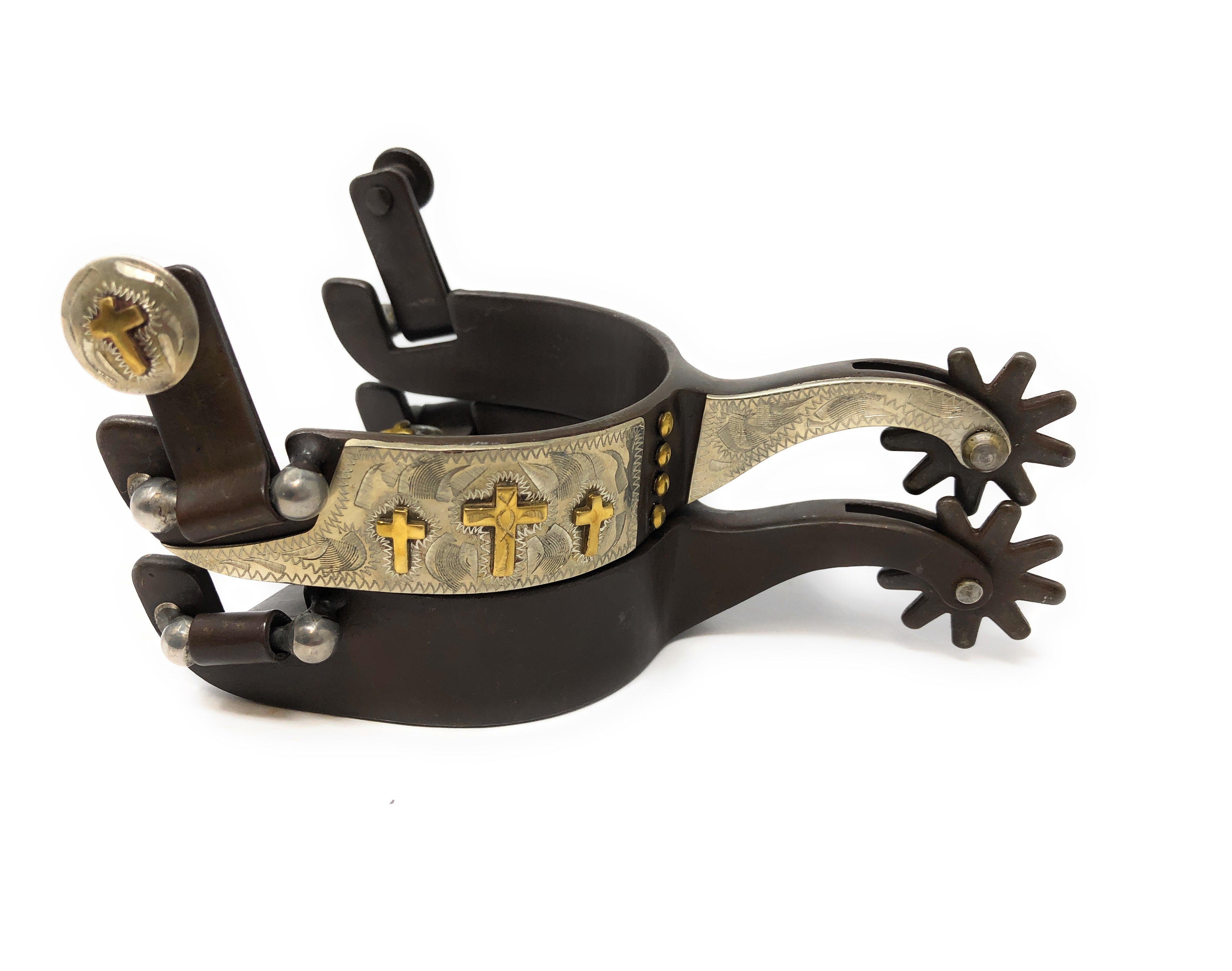 AJ Tack Triple Cross Antique Brown Spur Mens - Walmart.com