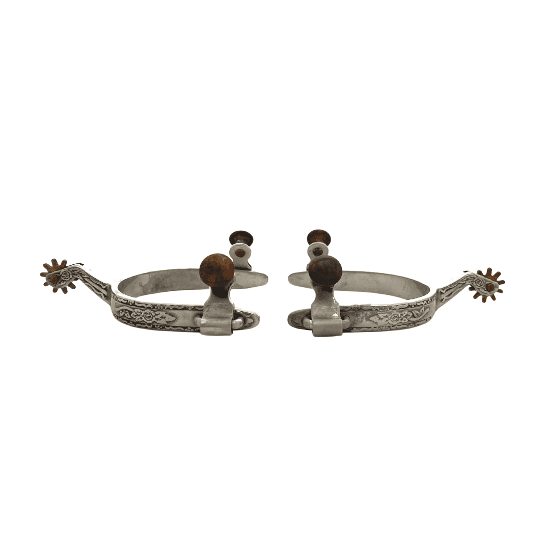 AJ Tack Youth Stainless Steel Flower Engraved Spurs - Walmart.com
