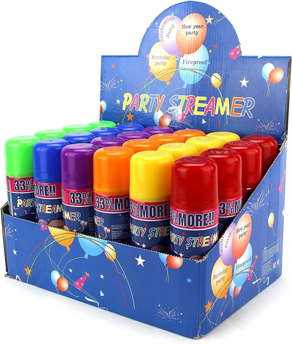 AJ Toys & Games 24 Pack of Party Streamer Spray String for Kid's Events ...