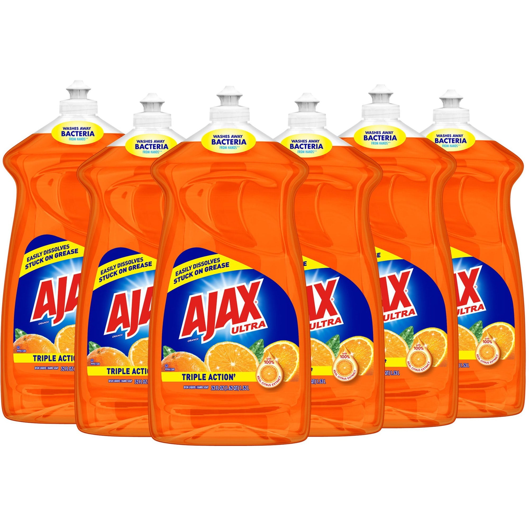 Ajax Antibacterial Orange Dishwashing Liquid, 52 oz, Degreaser and Dish ...