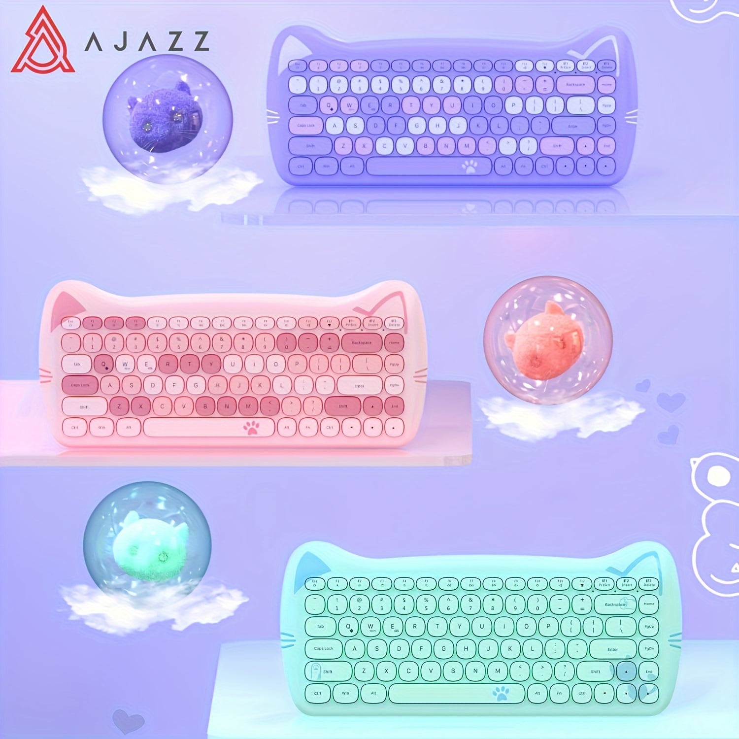 AJAZZ 3060i Wireless Bluetooth Keyboard Dot 84 Keys Computer External ...