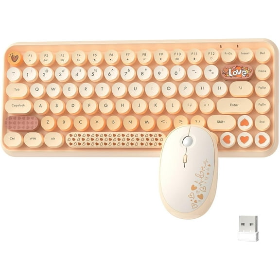MageGee V920 Wireless Keyboard and Mouse Combo, 2.4G Retro Typewriter ...