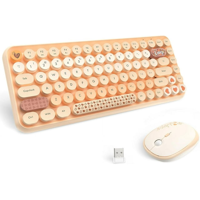 AJAZZ 308i Color Gradient Wireless Keyboard and Mouse Set, Retro ...